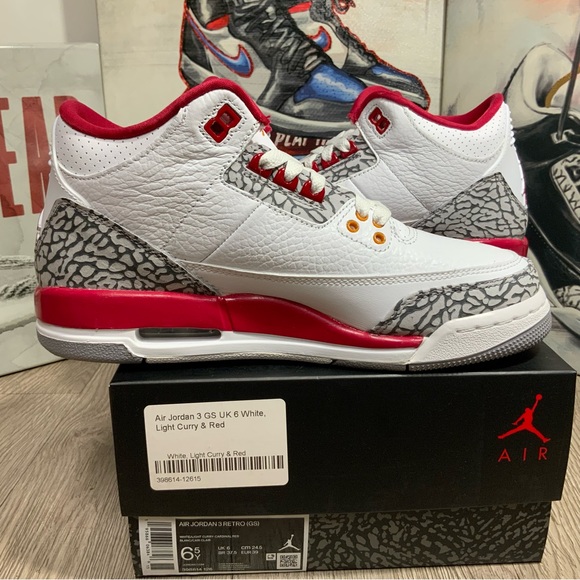 Jordan | Shoes | Air Jordan 3 Retro Cardinal Red Gs 222 Size 65y8w ...
